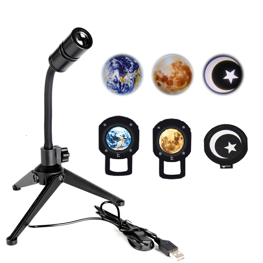 Moon Earth Projection LED Lamp 3D Projector 360° Rotating Night Light for Selfie Background Home Decor
