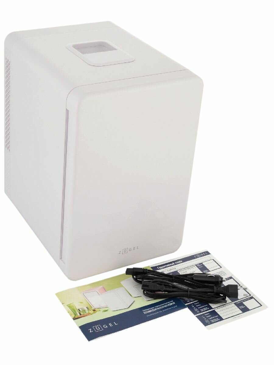 Холодильник для косметики Zugel ZCR15, 15 л, режимы охлаждения и нагревания, 220 В/12 В, белый