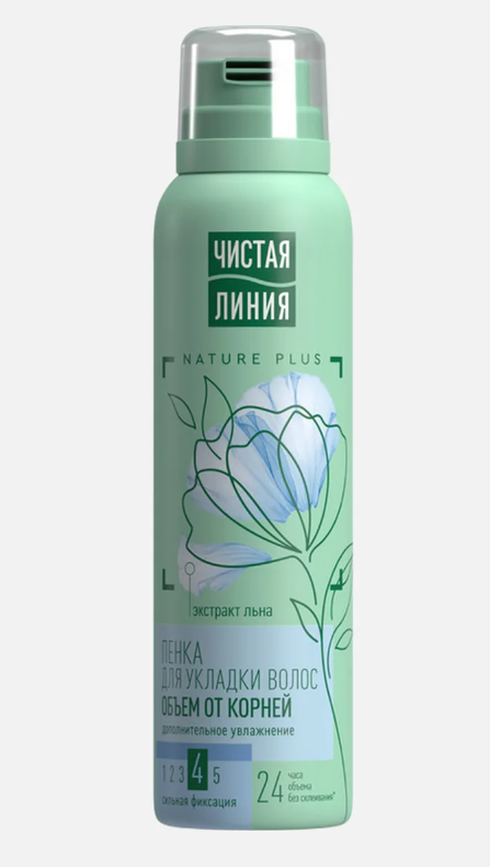 Чистая линия, Пенка для укладки волос, Объем от корней, 150 мл.