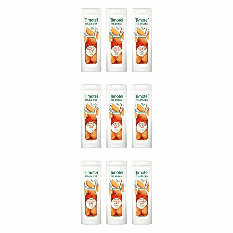 Timotei гель для душа Персик 200 мл, 9 шт