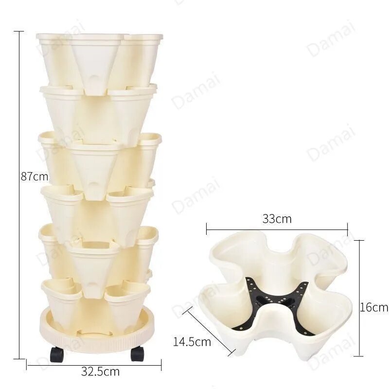 Грядка, 0.33х0.33 м, 6 штпластиковых вставок для дренажа, 1 подставка, 4 колесика