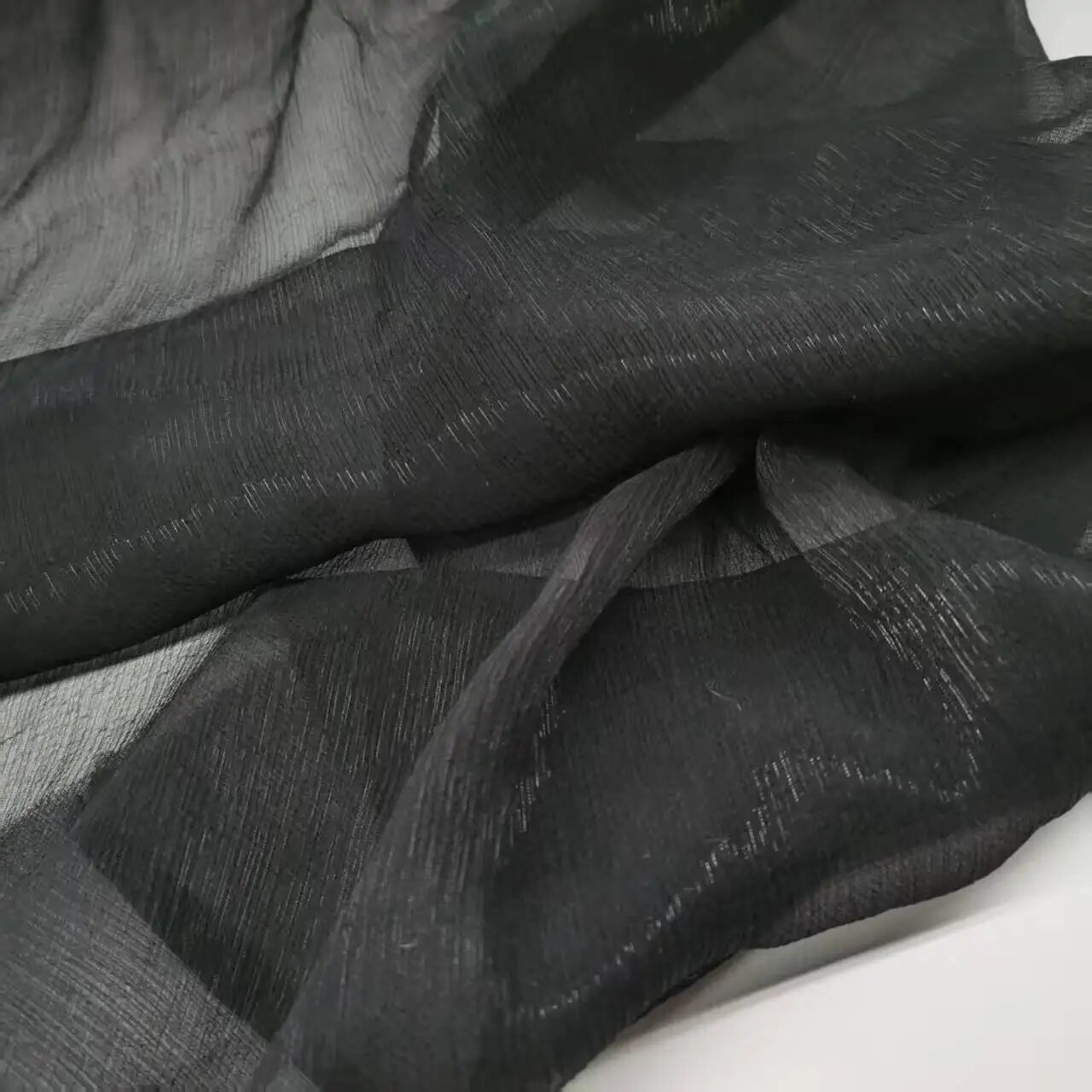 Блестящая шелковая ткань, дышащая черная ткань, платье, юбка, материал для шитья своими руками