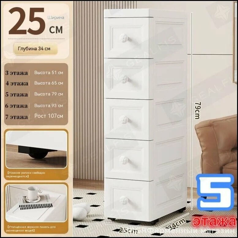 Этажерка, 5 секц, ABS пластик, 25х33х82 см