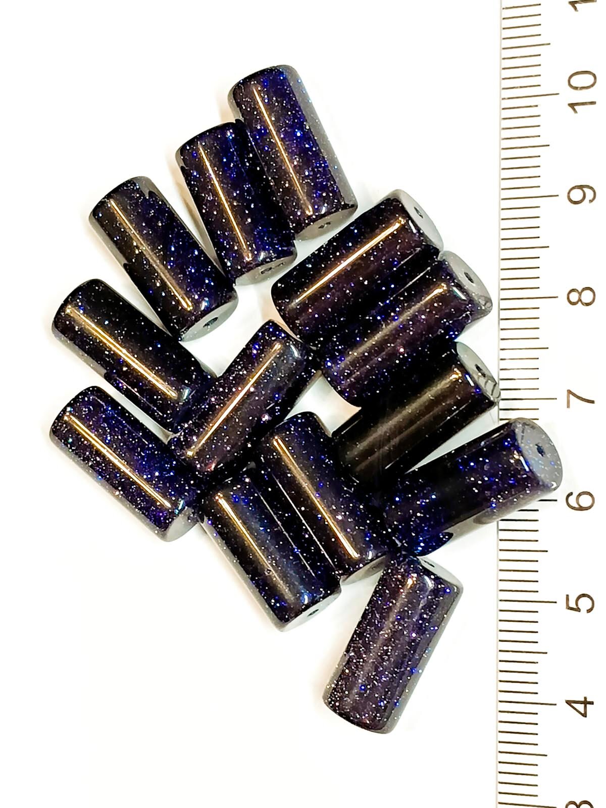 Натуральная бусина Авантюрин синий 0012318 цилиндр 16х9 мм, цена за 1 шт.