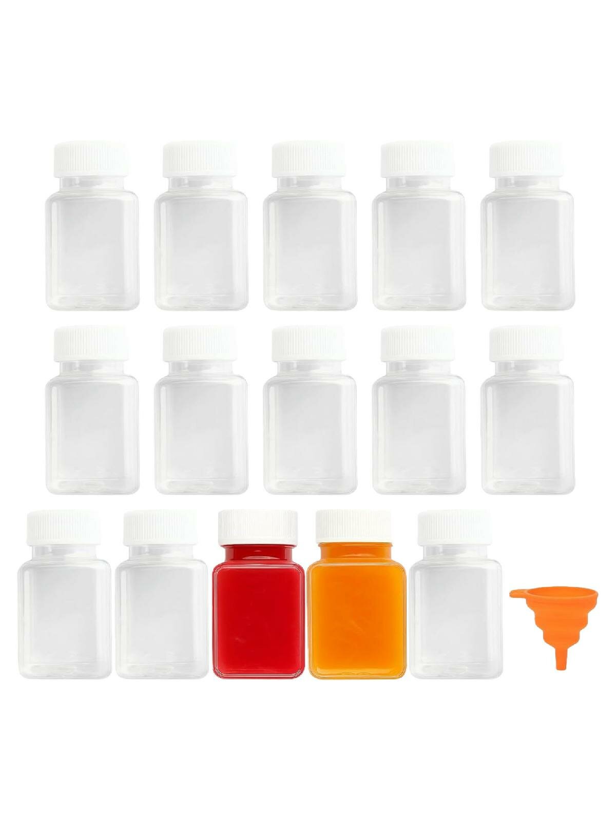 15шт ПЭТ Квадратные бутылки емкостью 100 мл, Штабелируемые Многоцелевые банки для хранения