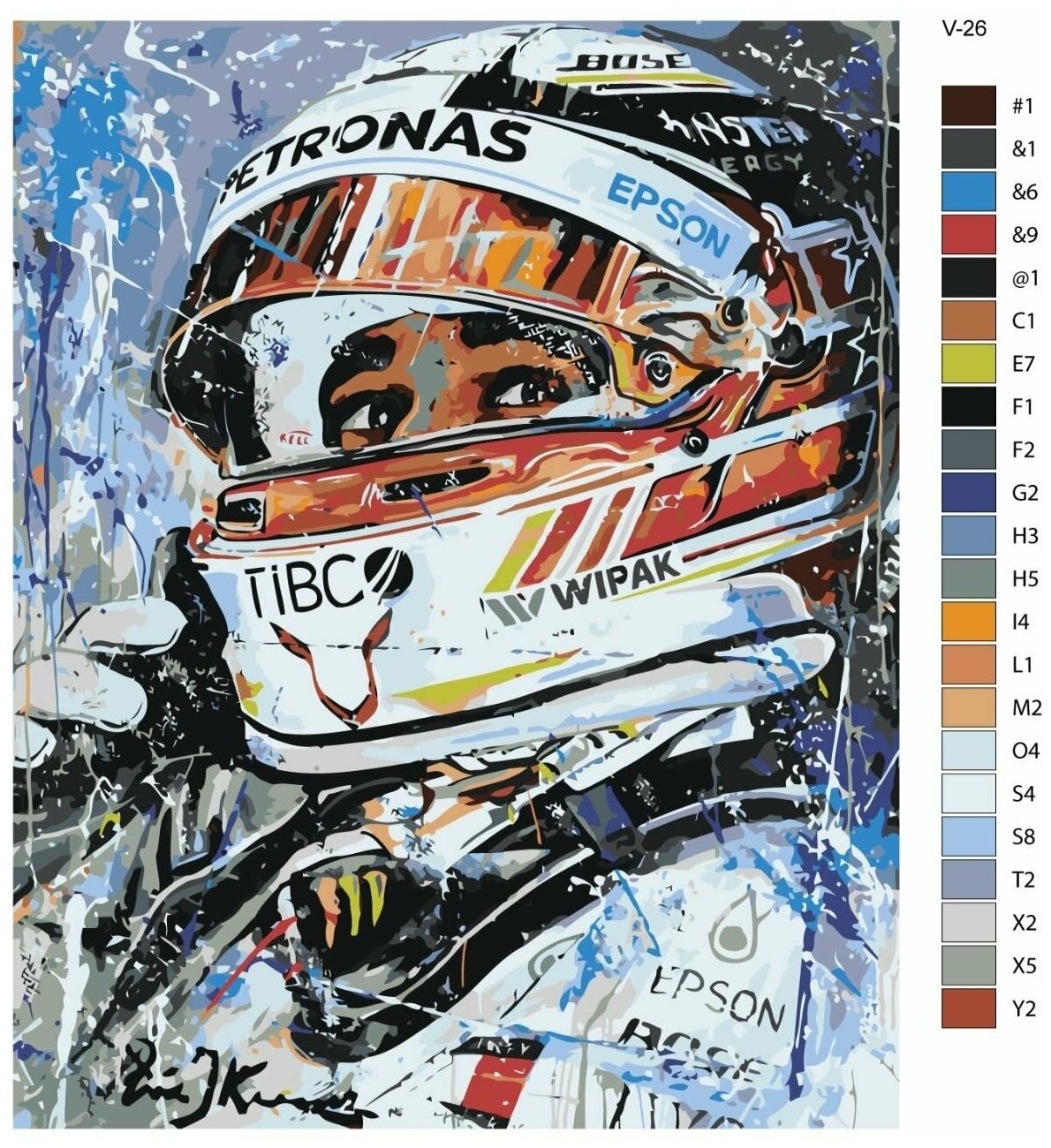 Картина по номерам V-26 "Гонщик Льюис Хэмилтон" 40х50