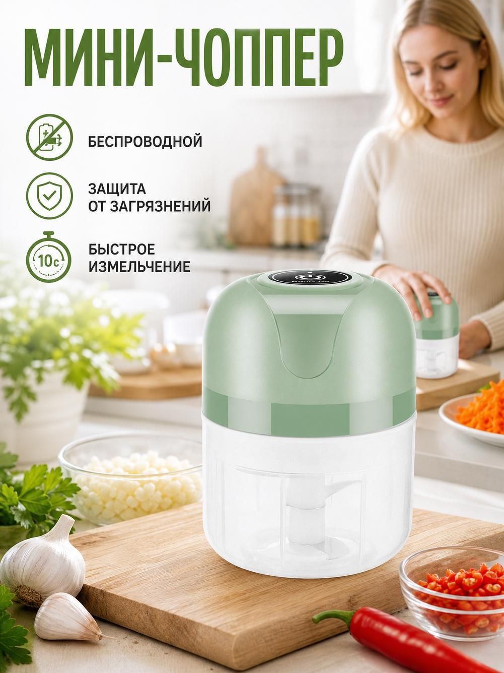 Мини-многофункциональный мясорубка, измельчитель и устройство для приготовления детского питания с тройным режущим механизмом