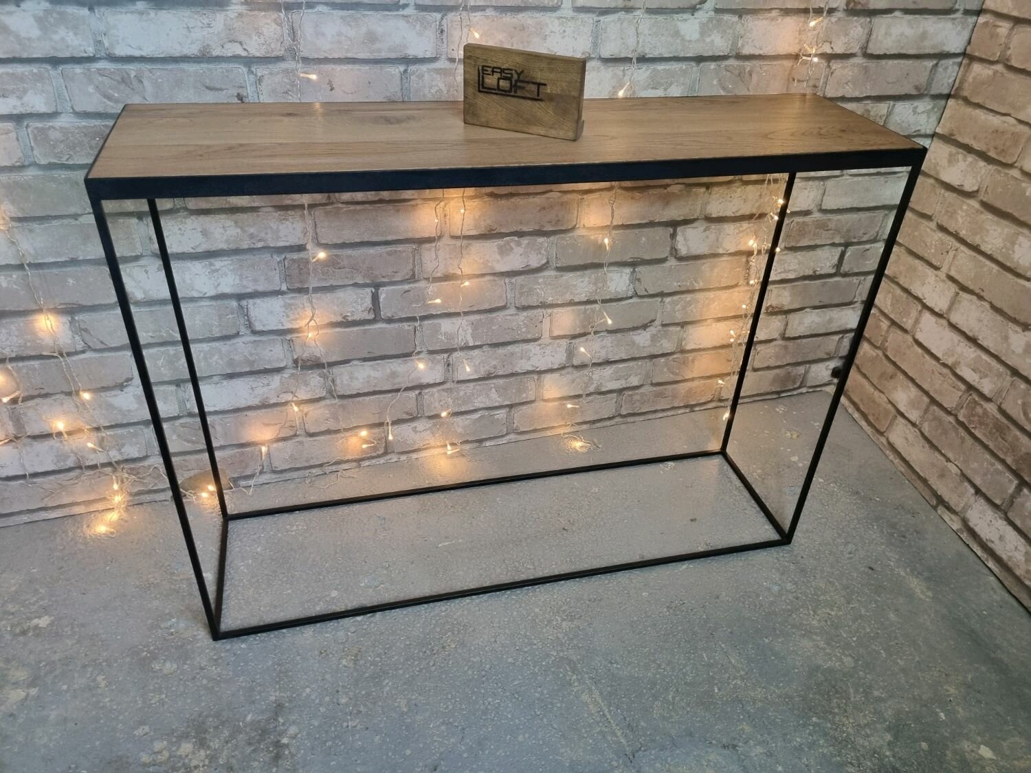 Консоль "EasyLOFT" в стиле лофт из массива дуба, 90х30х80 см.