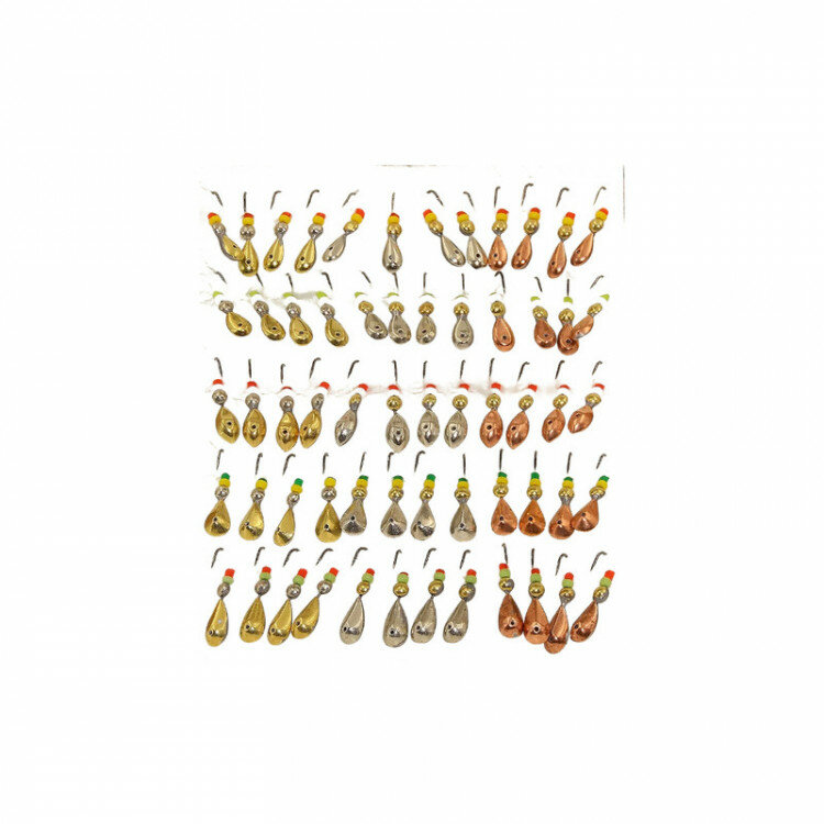 Набор паянных мормышек Condor №7 Муравей двухцветный никель+латунь/латунь+никель/медь+латунь, 60 шт/уп