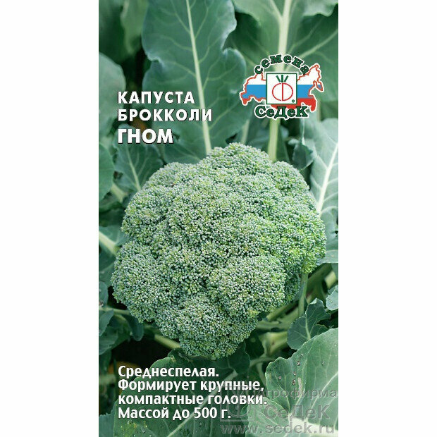 Семена капусты брокколи СеДеК "Гном", однолетние, 0,5г