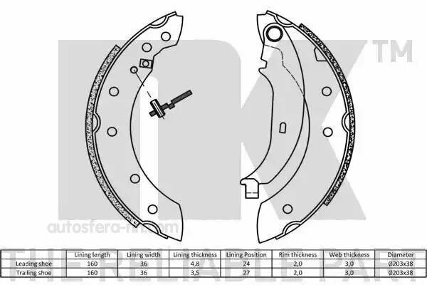 NK 2799572 Колодки тормозные барабанные Citroen Renault 91-