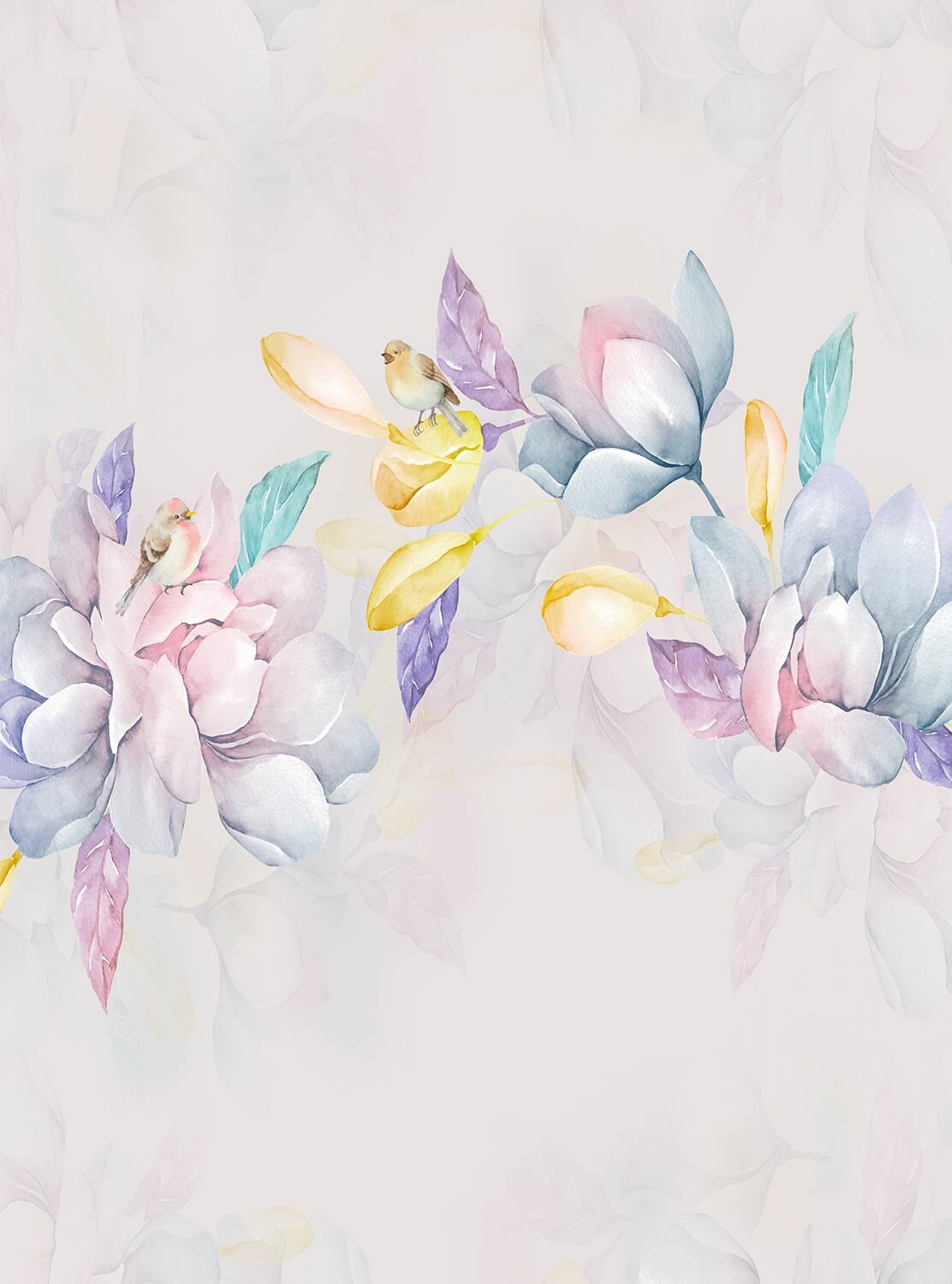 Фотообои/T-305 Акварельные цветы 2 200х270 №1 холст