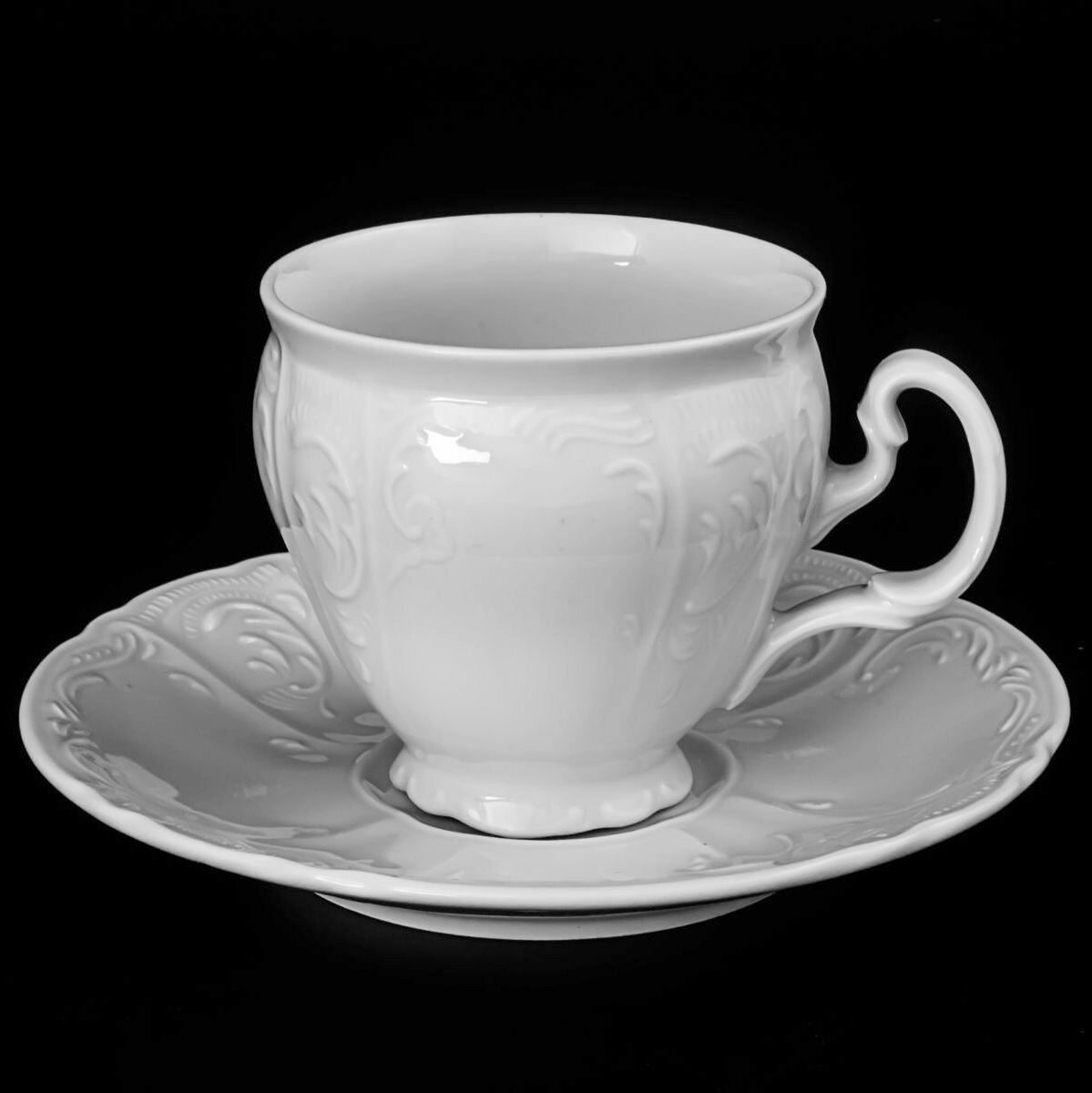 Чайные пары пары "Bernadotte" белый недекорированный , 240 мл, 6 пар. Чехия