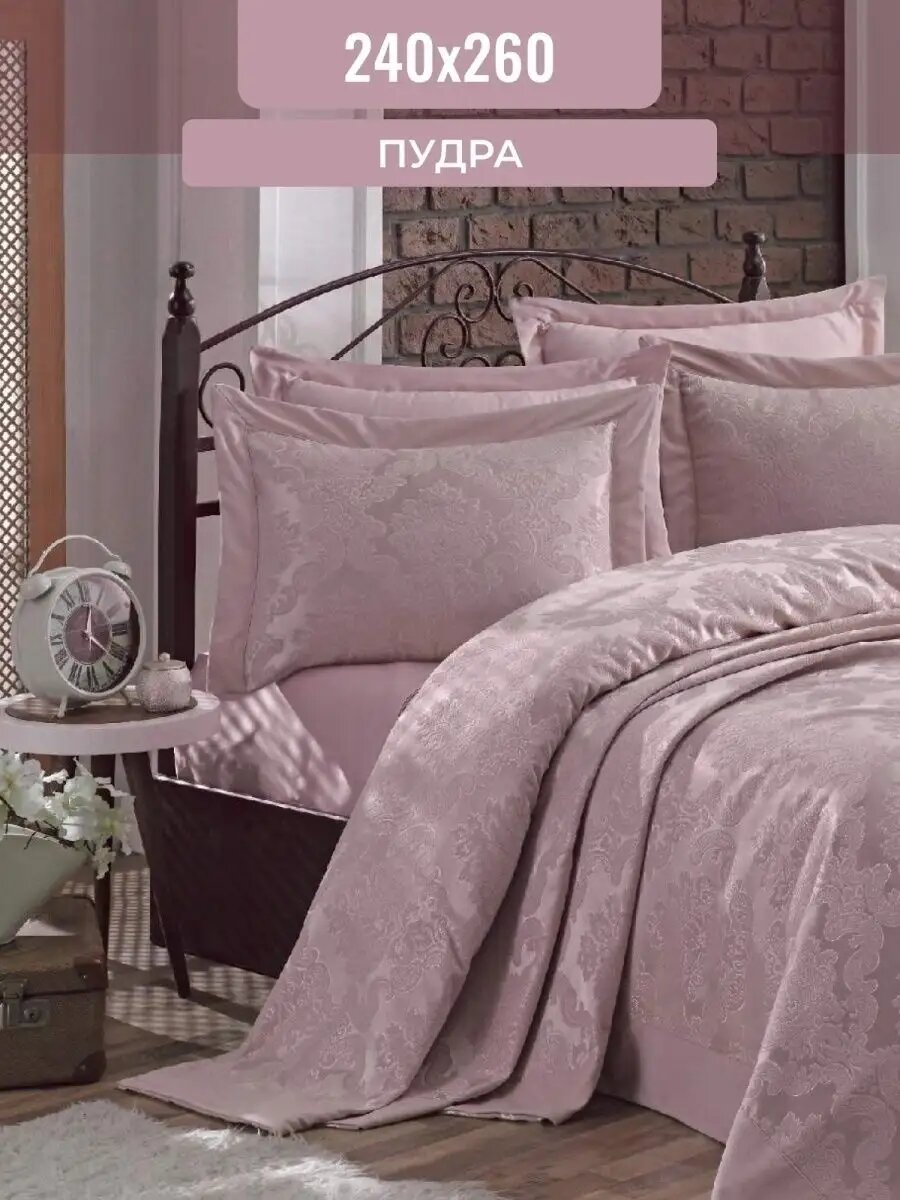 Покрывало на кровать 240х260 EZGI с наволочкой жаккардовое