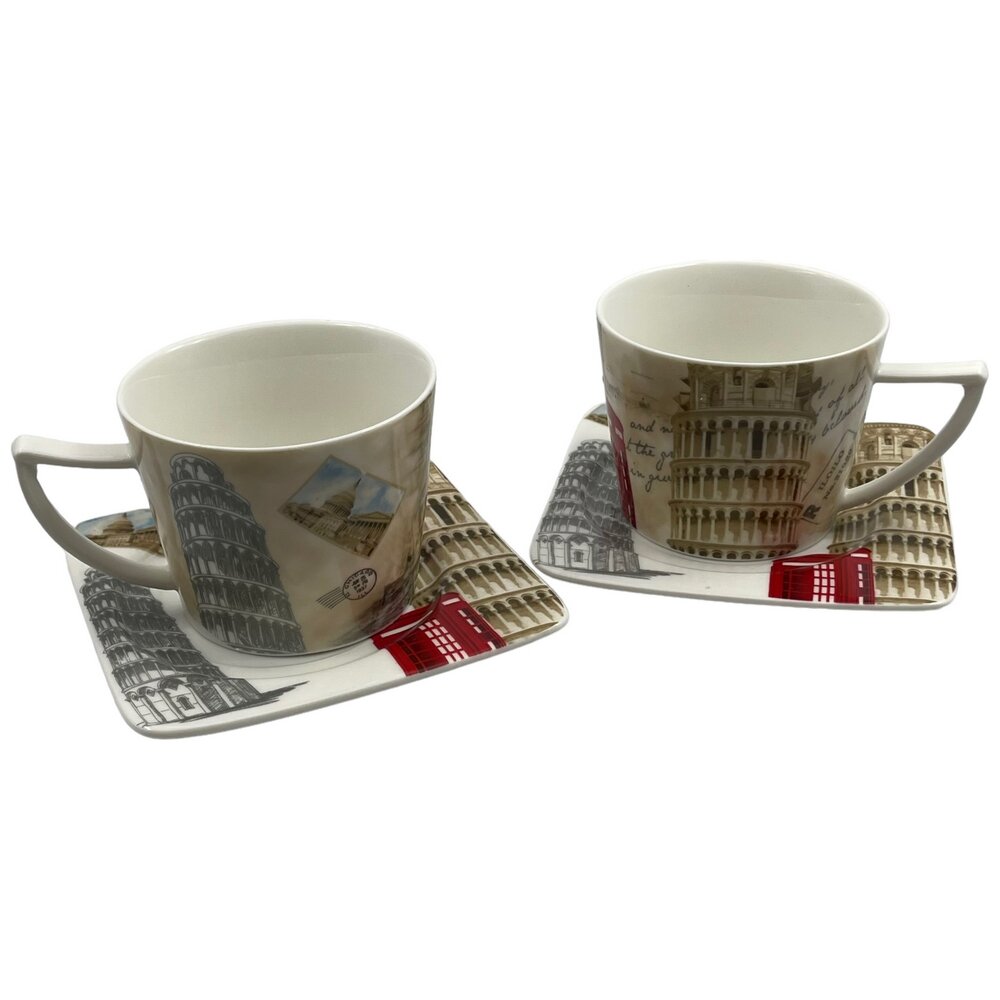 Чайная пара "Италия" (набор 2 пары), 1990-2000 г, фарфор, 2015-2020 гг, Patricia, Китай