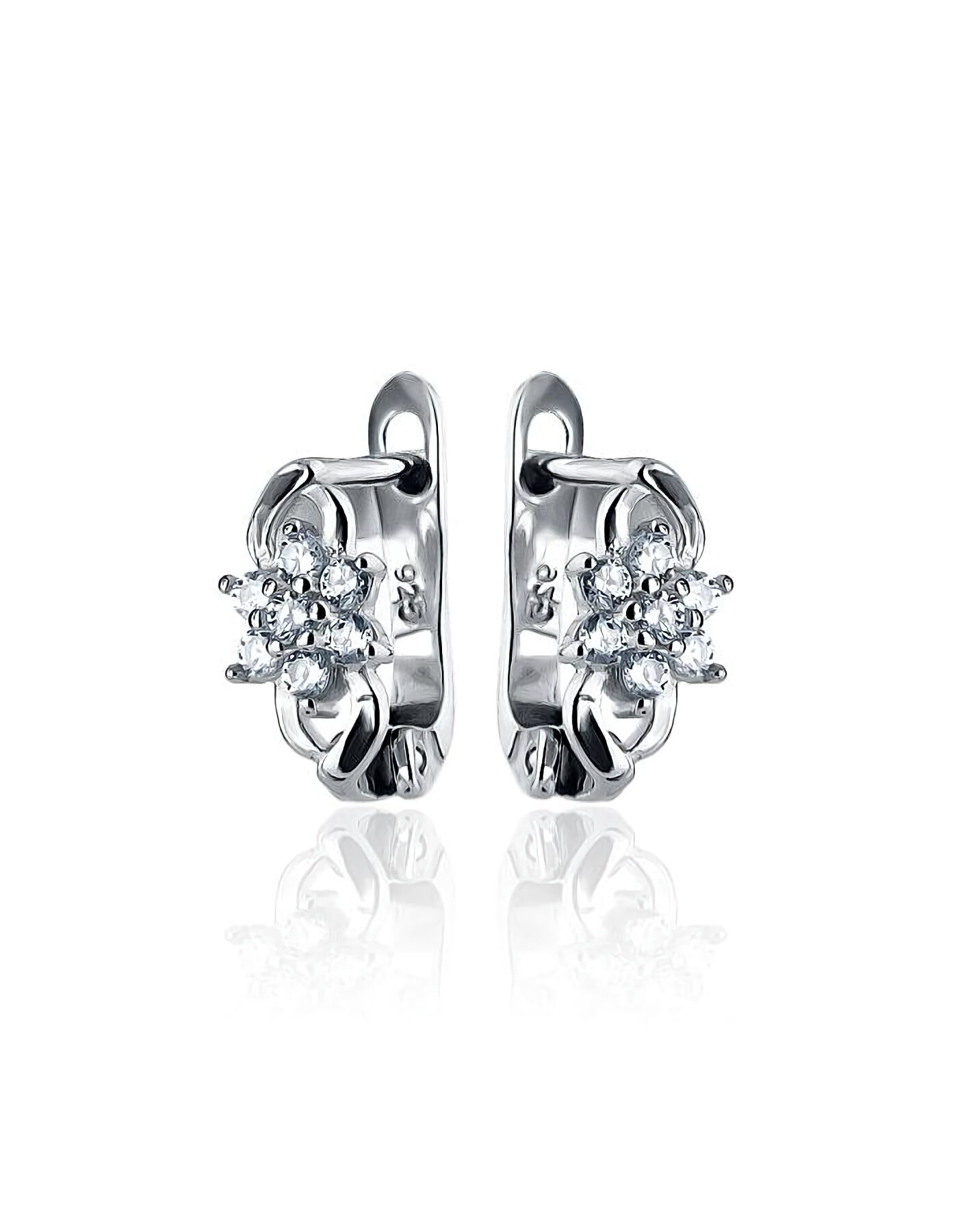 Серьги, серебро, 925 проба, родирование, фианит