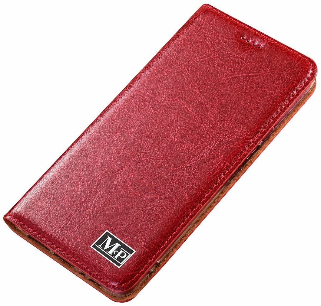 Чехол-книжка MyPads Pelle di Marmo для Huawei Honor V20/Huawei Honor View 20 из натуральной кожи буйвола с прострочкой красный с магнитной крышкой.