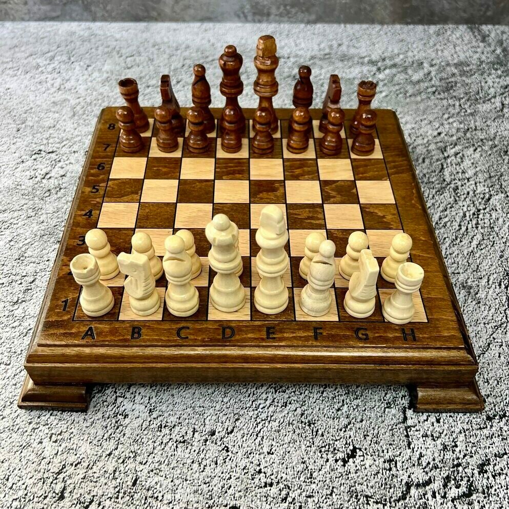 Шахматы резные "Квадрат" 25х25х4 см, Саргсян, бук