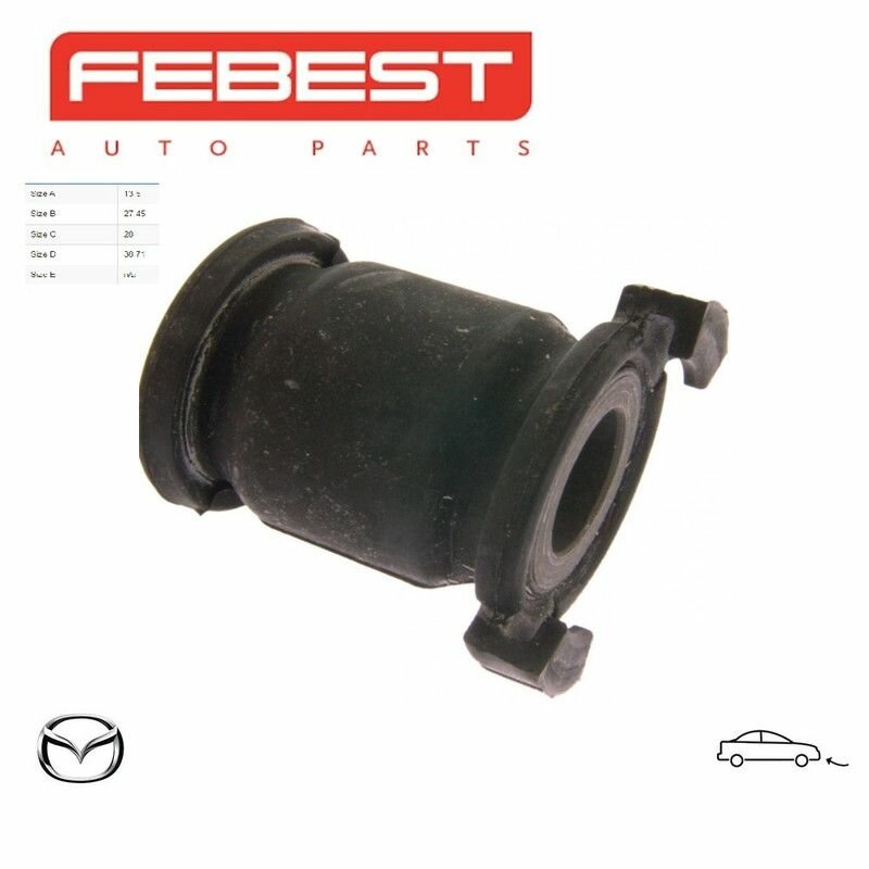 Сайлентблок FEBEST MZAB068, для рулевой рейки, для Mazda 3, передний, черный