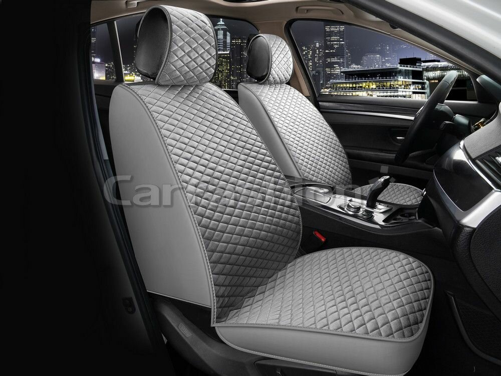 Накидки для Audi A1 A3 A4 A5 A6 A7 A8 / Ауди Q3 Q5 Q7 Q8 / 80, 100 и др. на передние сиденья ROMB FRONT, Велюр и экокожа, Бежевый