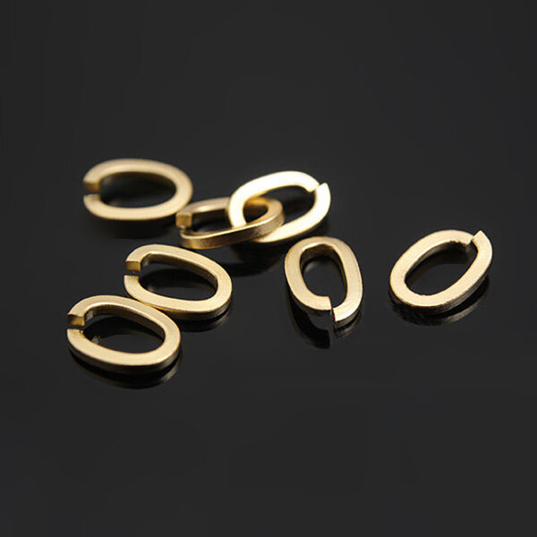 Соединительное колечко 7х5мм (толщина 1.0мм, внутренний размер 5х3мм), овальное, плоское, Корея, базовый материал - латунь, матовое позолоченное, 5 шт.