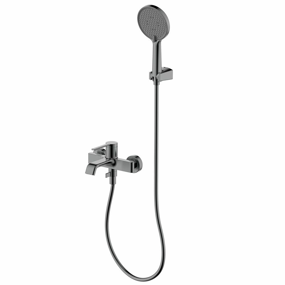 Смеситель для ванны с душевым гарнитуром, метал Gun metal, AQUAme Asti AQM6412GM