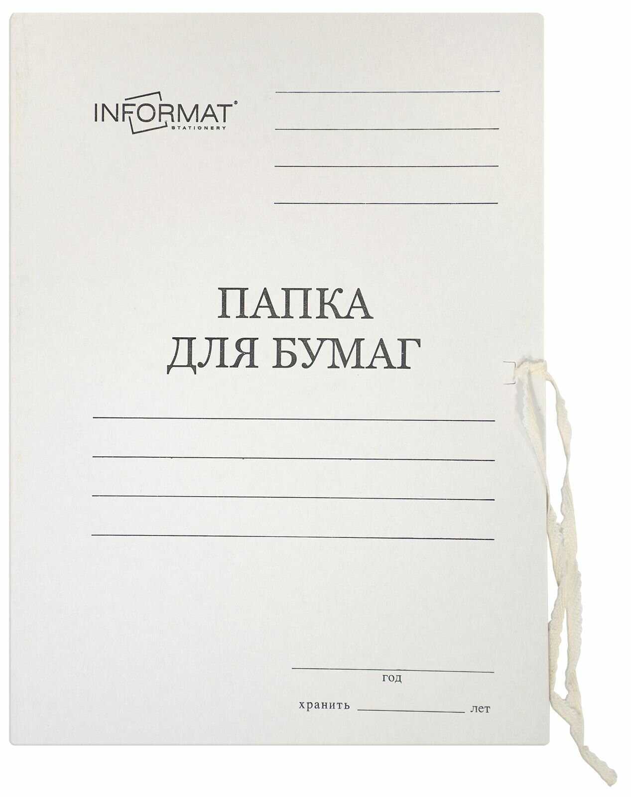 Папка с завязками inформат белая, А4, мелованный картон 280 г/м2 (LP9128W)
