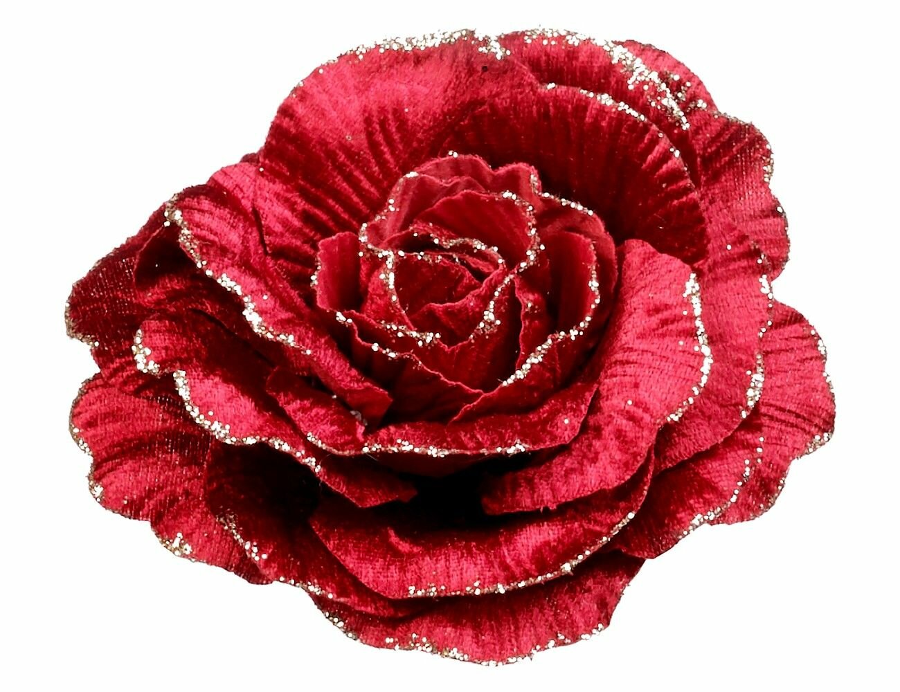 Искусственная роза 'лавли РЭД' на клипсе, полиэстер, 15 см, Goodwill FF99335