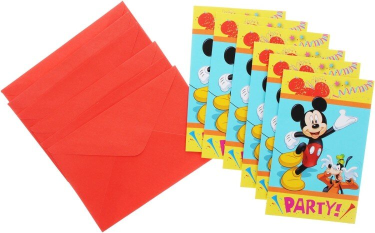 Procos. Приглашения в конвертах "Веселый Микки" 6 шт. арт.81513