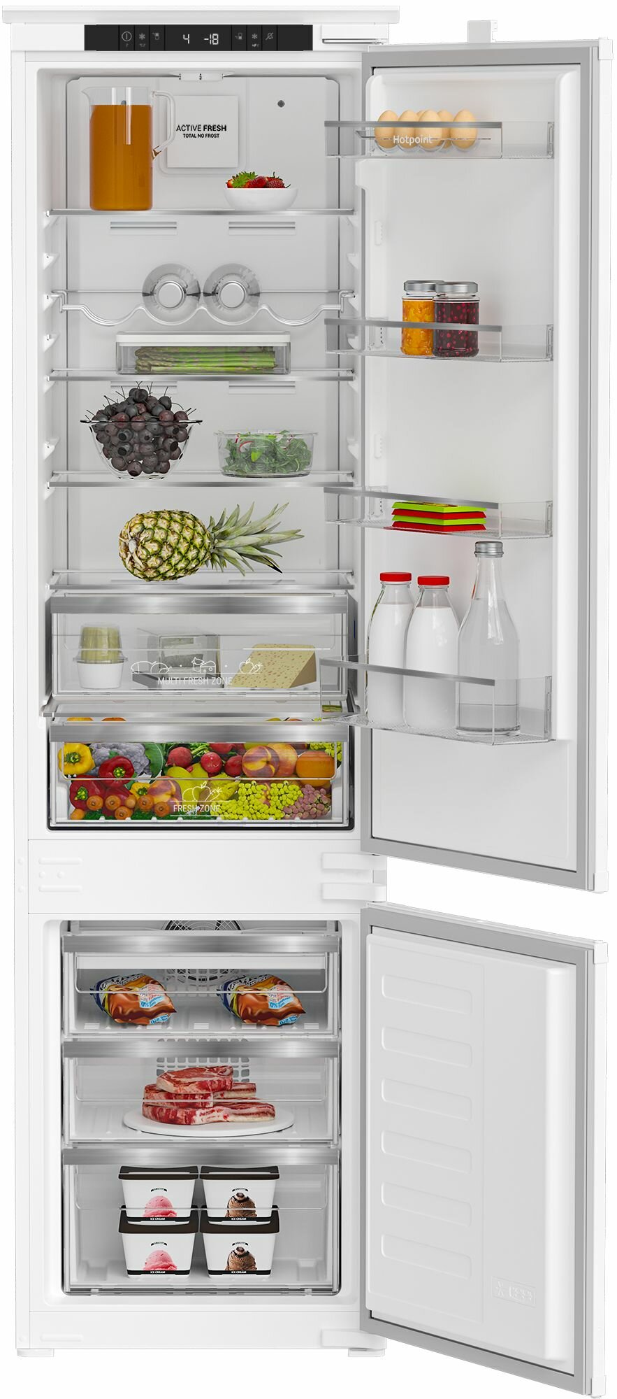 Встраиваемый двухкамерный холодильник Hotpoint HBT 20I, No Frost, белый