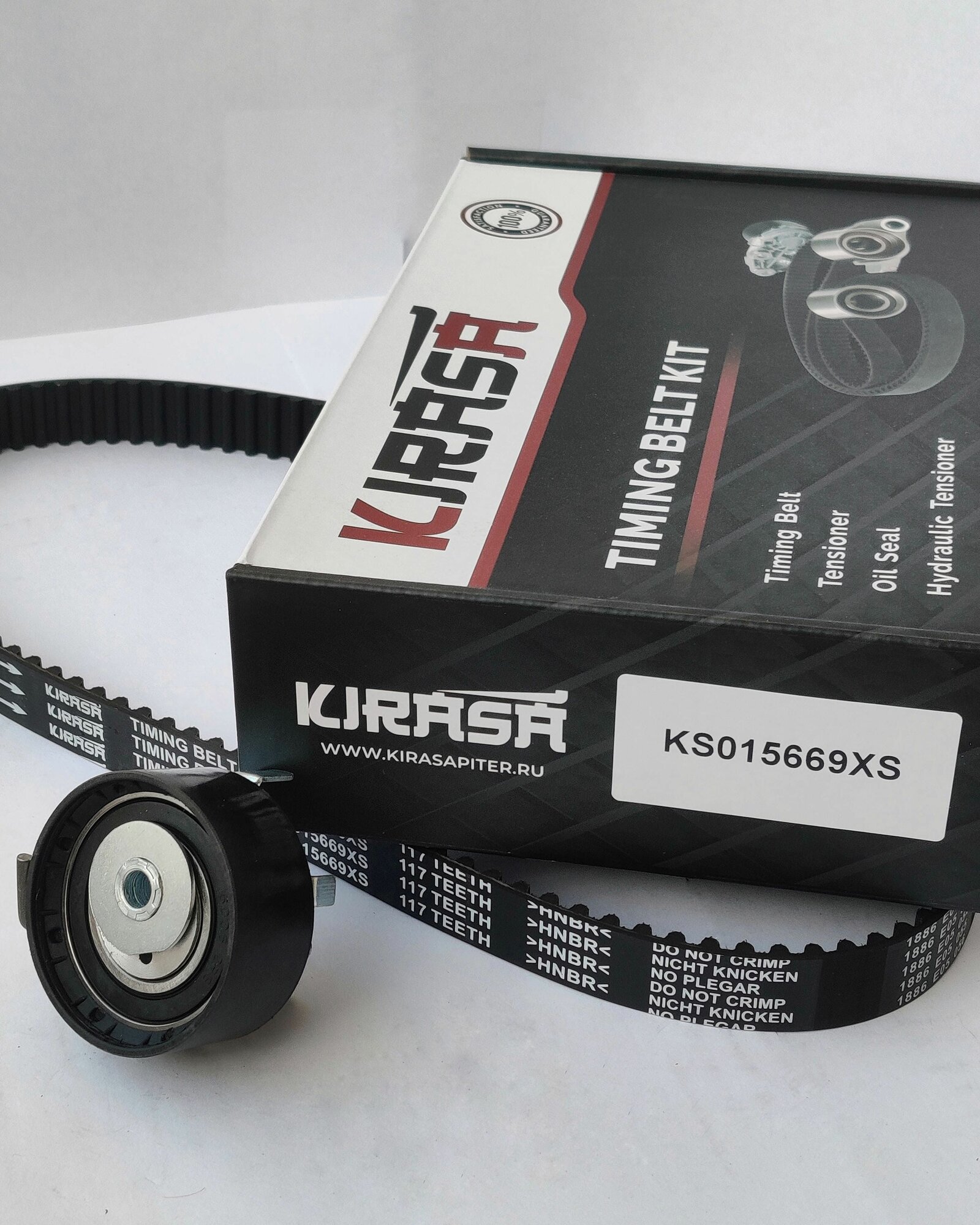 Ремень ГРМ комплект с роликами Kirasa KS01F5669 117зуб L1114,4x22мм HNBR Ford Fiesta (08-), Focus (03-), Grand (10-), Mondeo (05-15) 1.25/1.4/1.6