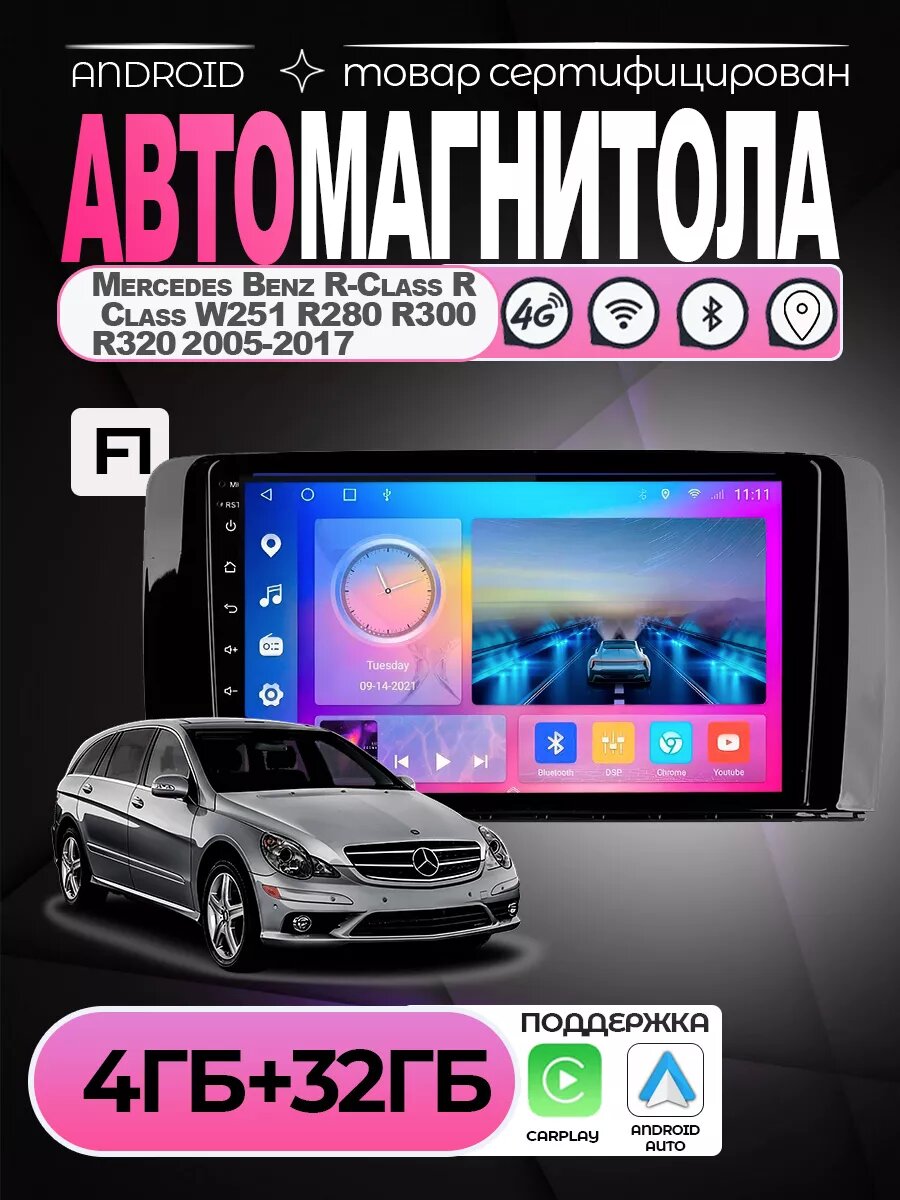Магнитола TS18 PRO Mercedes Benz R-Class 2005-2017 4/32ГБ Bluetooth, FM/AM, GPS