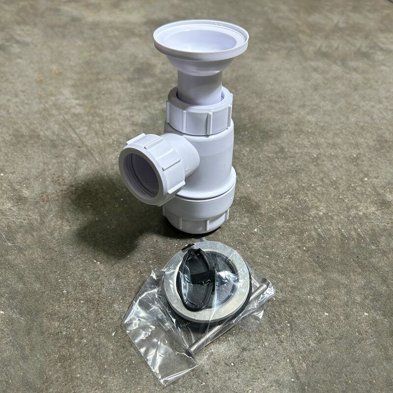 Сифон McALPINE бутылочный 1 1/4" x 32 мм с выпуском 60 мм нерж. реш. и пробкой, выход 32 мм компрес.