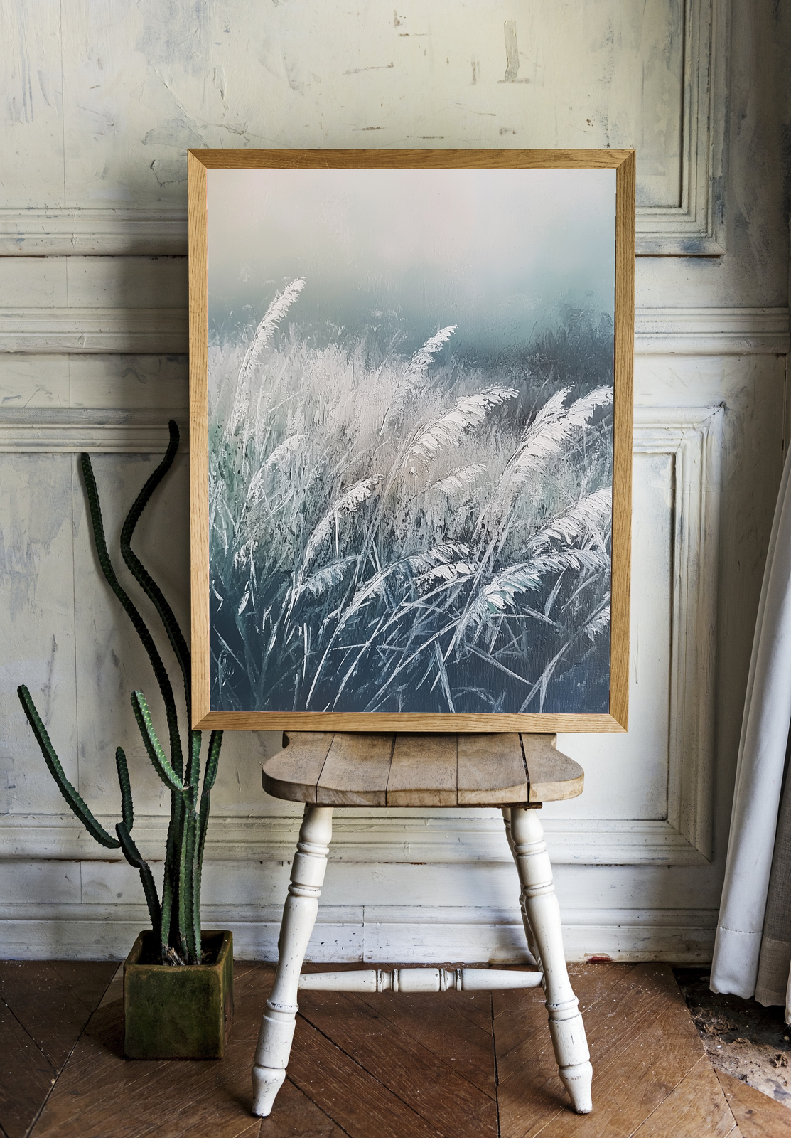 Постер "Туманное утро в поле" 50x70 без рамы