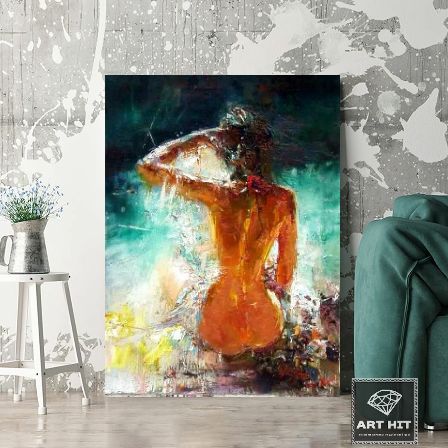 Картина "Голая девушка", эротика, холст, на подрамнике, 50x70 см