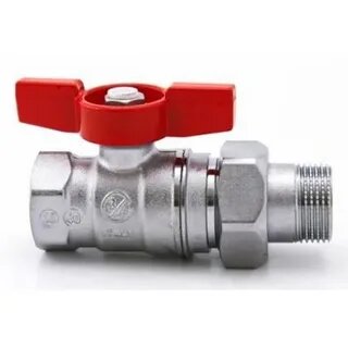 Кран шаровой полнопроходной DADO с отводом 3/4"x3/4" Н-В компактная модель, резьба внутренняя/наружная ручка- бабочка красная, никелированный Giacomini