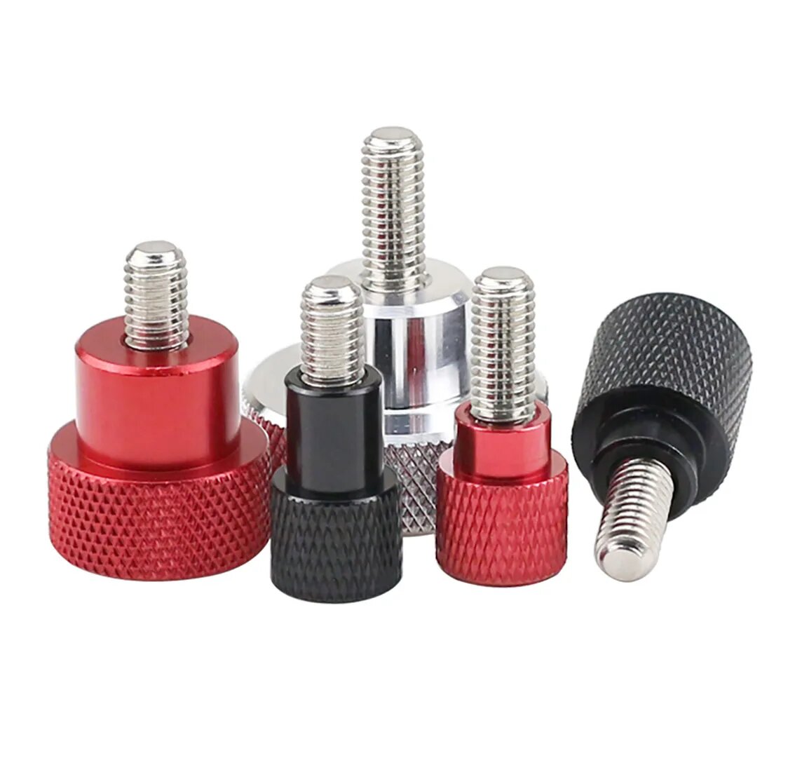 Ручка-болт М6 из алюминия и нержавейки, красный/черный/белый M6x25-D15x20, Red
