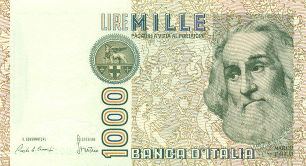 Банкнота номиналом 1000 лир Италии 1982 года. Состояние UNC Р-109 (33983)