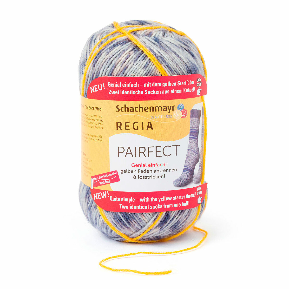 Pairfect /Пайрфект/ пряжа Regia, 4 нитки, MEZ, 9801613 (07120, PAIRFECT, stone color (цвет камня), белый/серый/синий)