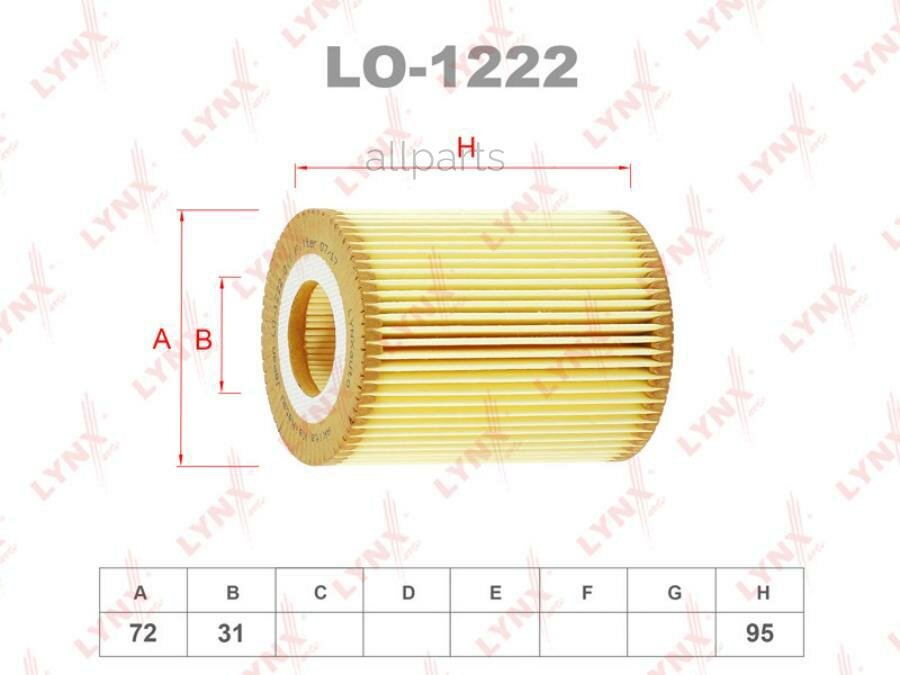LYNXAUTO LO1222 фильтр масляный MERCEDES-BENZ C320D-350D(W203/W204) 05-14 / CLS350D(C218/C219) 05- / E280D-350D(W211