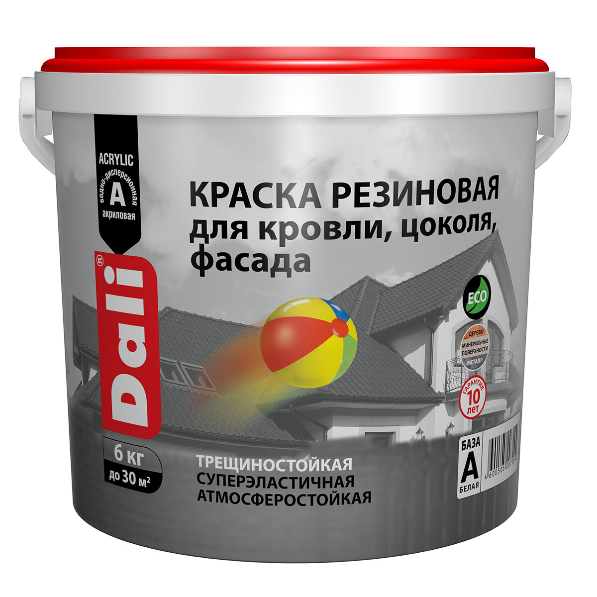 Краска резиновая Dali, глубокоматовая, 6 кг, RAL 3011, красная