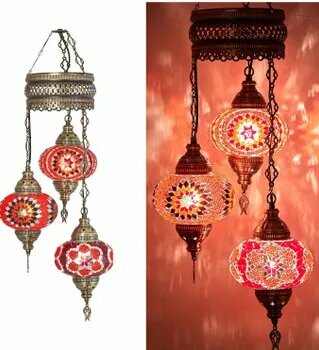 Турецкая мозаичная люстра, потолочный подвесной светильник, 3 больших глобуса декоративная лампа