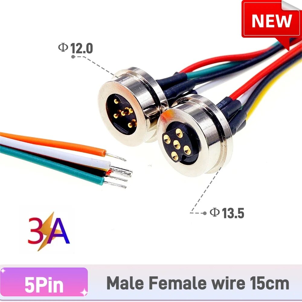 Магнитный разъем 5Pin 12.0mm, 15см