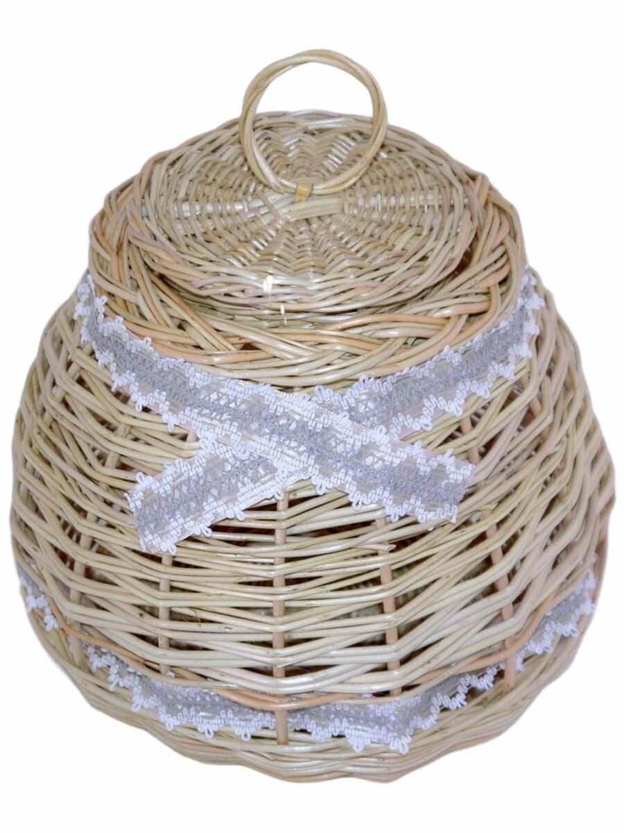 Шкатулка (корзина) плетеная "Нарядная", ручное плетение из лозы