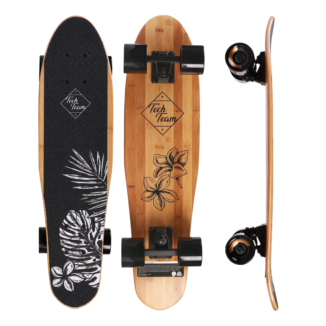 Круизёр-скейтборд Tech Team "Bamboo", 27х7, Abec7, до 100кг - Leaf