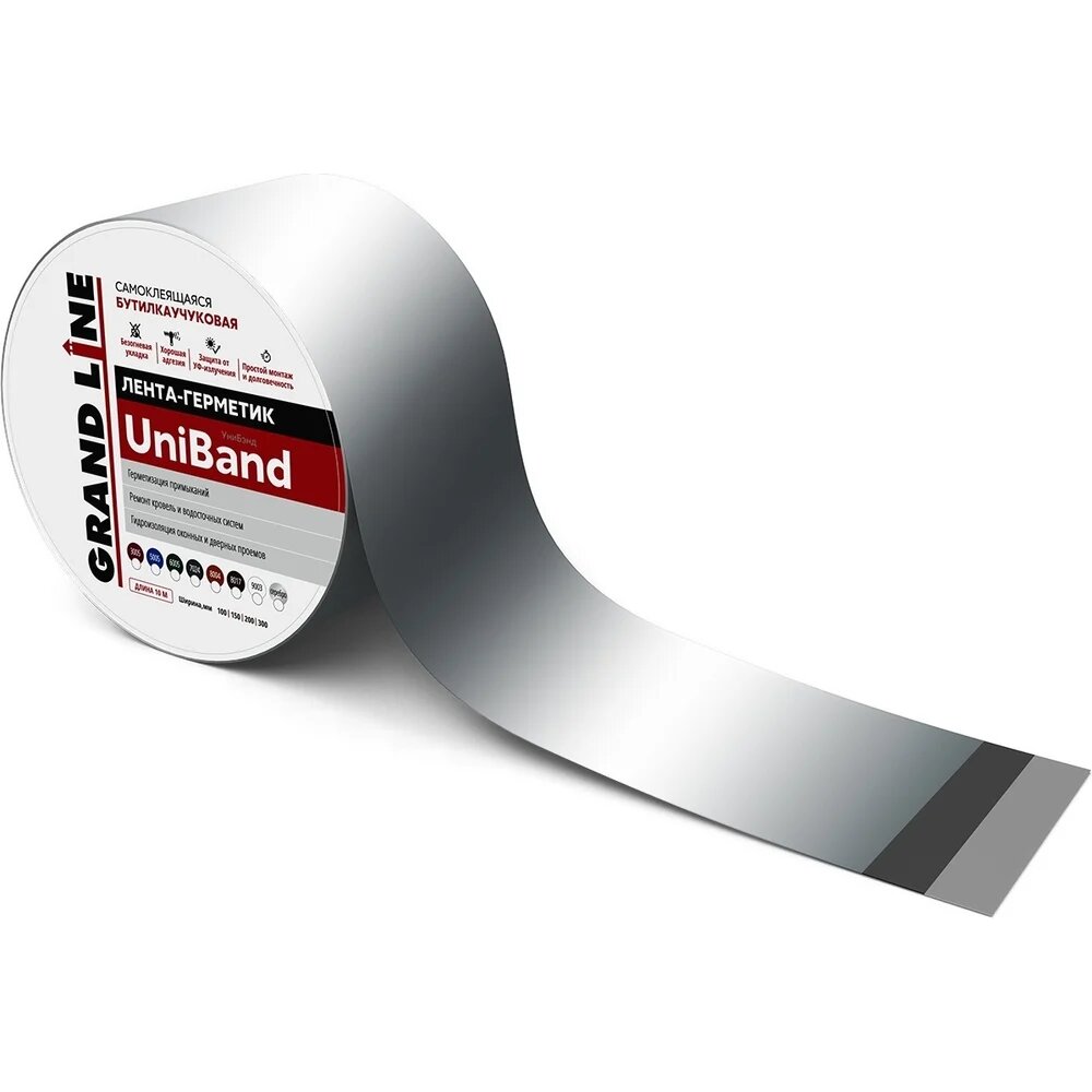 Grand Line Герм. лента uniband самокл-ся серебристая 3м/5см 461703