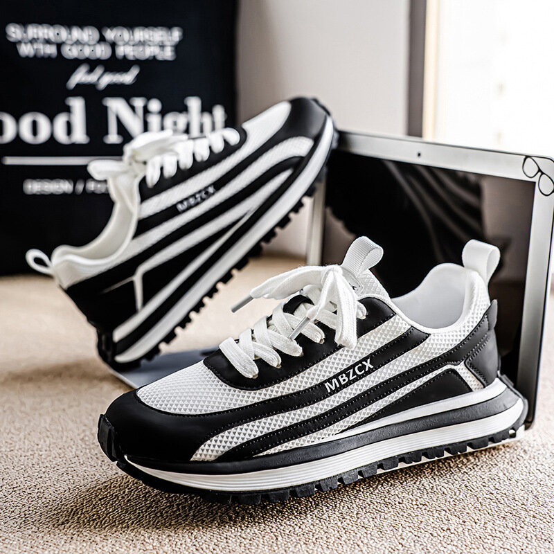 LUO Кроссовки Мужчины Летняя Дышащая Сетка Увеличение роста/Black