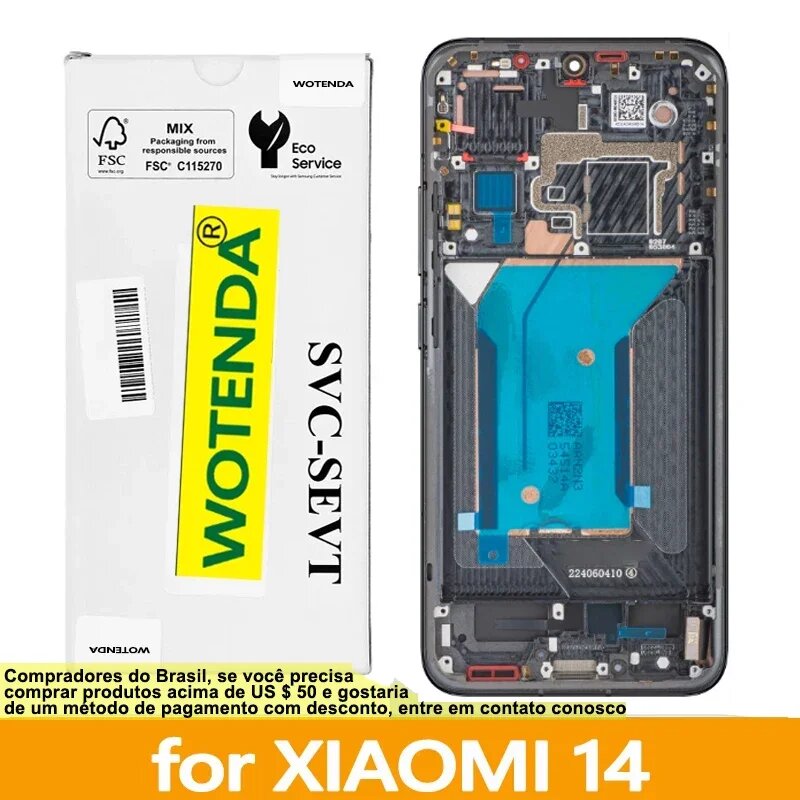 Оригинальная замена 6,36 дюйма LTPO AMOLED 120 Гц для Xiaomi Mi 14, ЖК-дисплей с Silver with frame