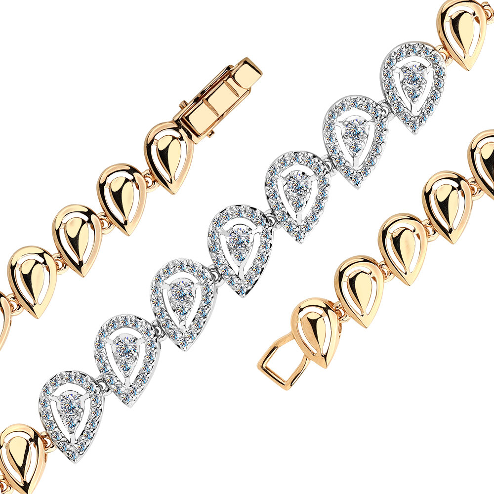 Браслет, красное золото, 585 проба, бриллиант