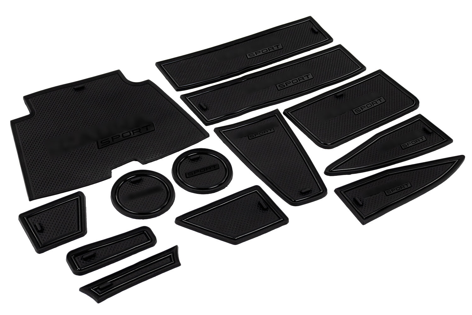 Комплект черных силиконовых ковриков панели приборов и консоли на Лада Калина 2